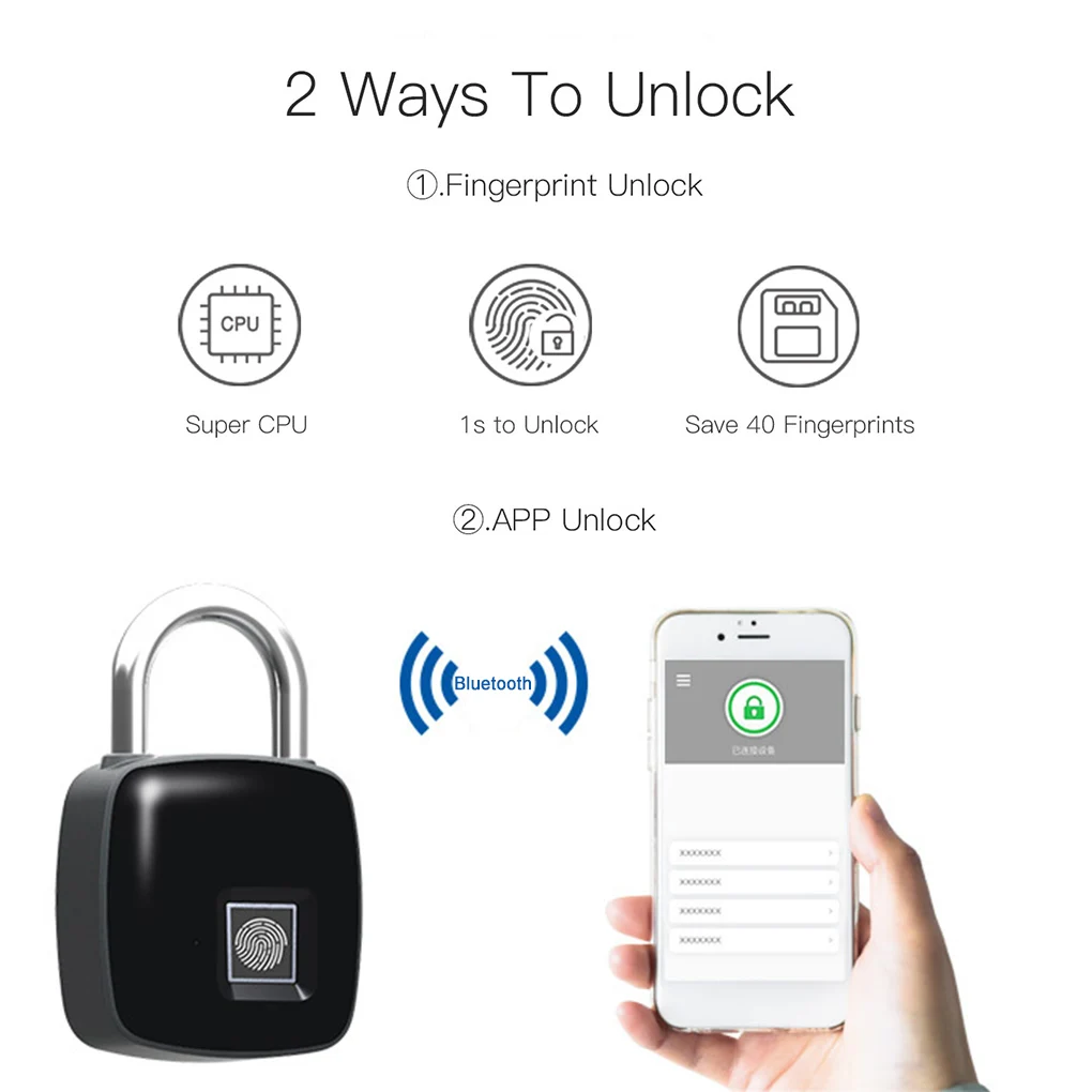 Remote Locking Lock APP Bluetooth Fingerprint Lock Quick Access ...