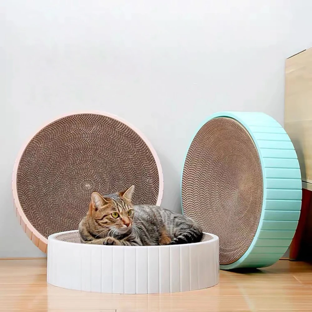Griffoir,Grattoir rond pour chat,griffes de broyage,papier ondulé en ...