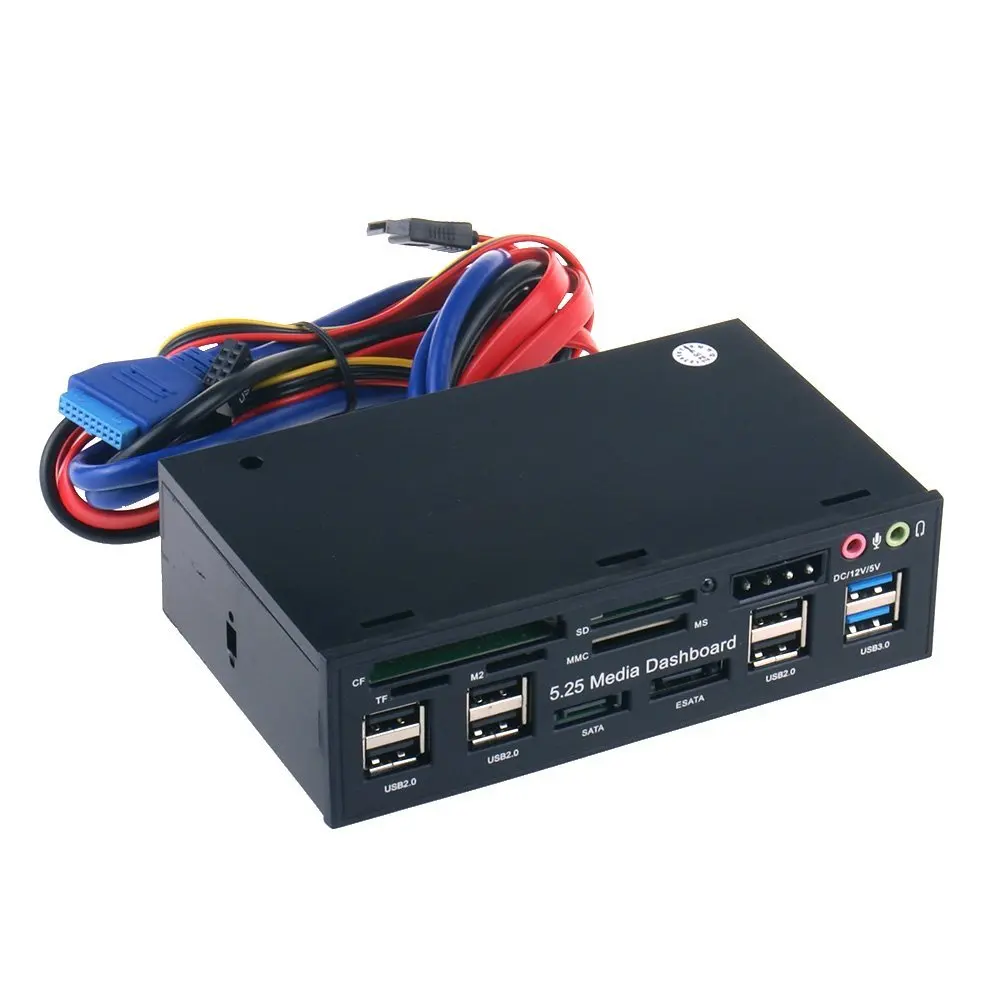 5.25 Inch PC Media Dashboard Front Panel Audio With SATA eSATA 2 x USB ...