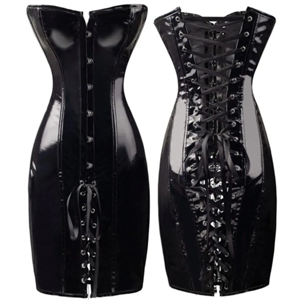 Gothic Sexy Shiny Long Leather Wetlook Off Shoulder Bodycon Dress Pvc ...