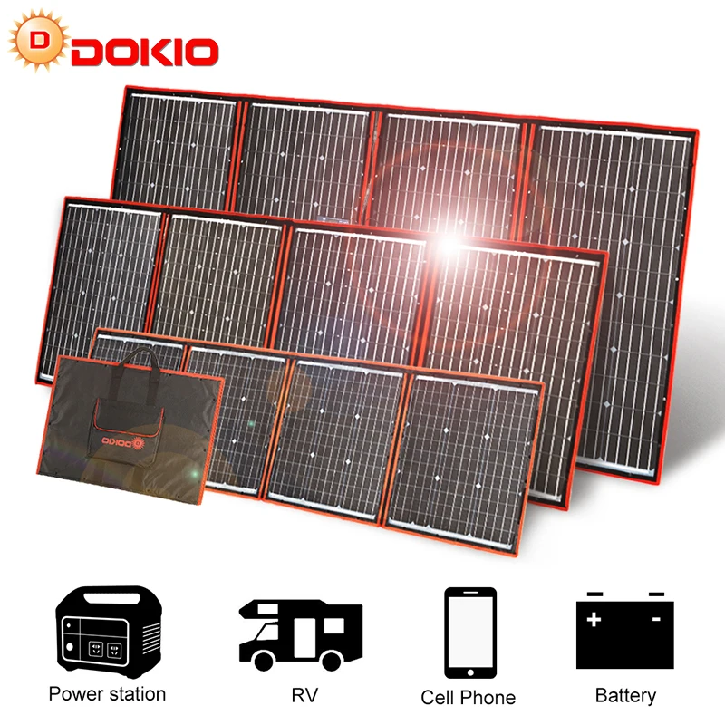 Dokio 18v 80w 100w 200w Portable Foldable Solar Panel With 12v ...