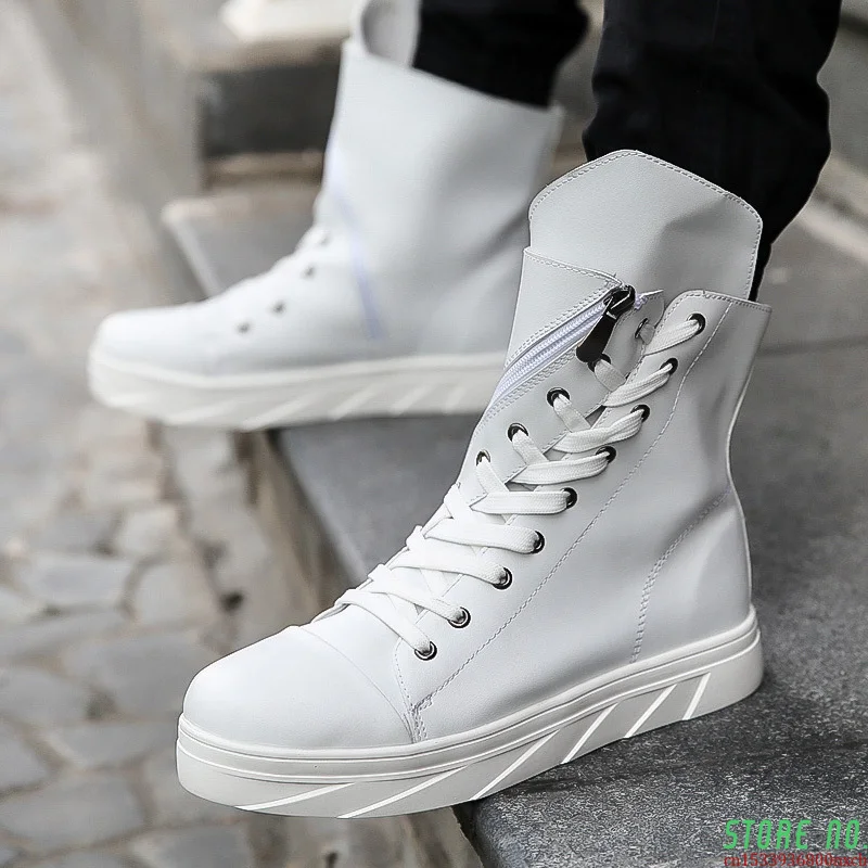 new-Men-6-cm-Height-Increasing-Platform-Boots-Back-Zip-Leather-Shoes ...