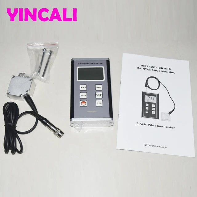 Multifunctional Digital Vibration Meter VM-6380 3-Axis Piezoelectric Accelerometer Sensor ...