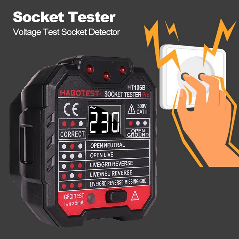 Generic Habotest Socket Tester Eu Uk Us Plug Socket Detector Ht106d Electroscope Ground Zero