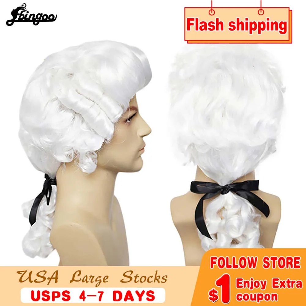 Ebingoo Peluca de cabello sintético largo para hombre, peluca rizada de ...