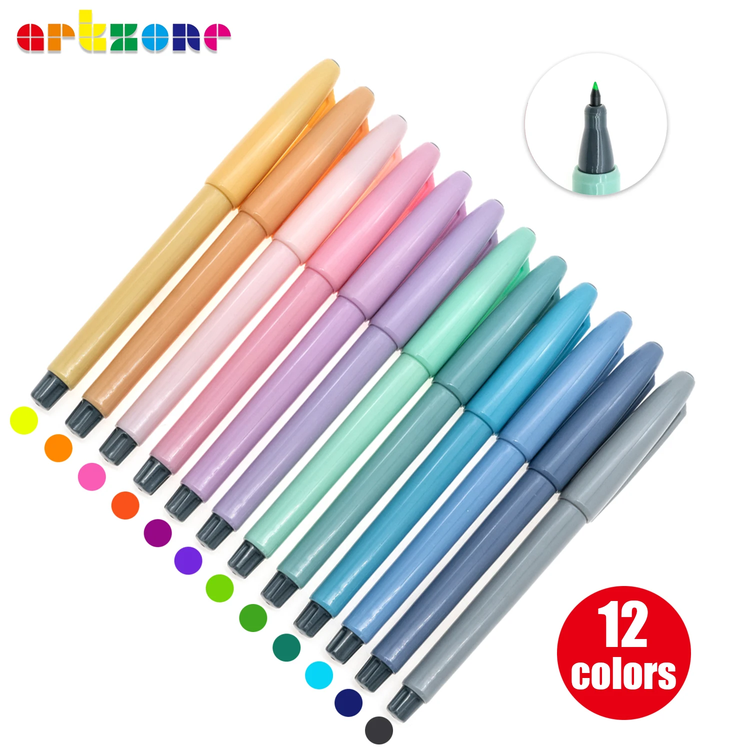 12 Colors 0.4mm Extra Fine Point Color Pen Water-based Journal Planner ...