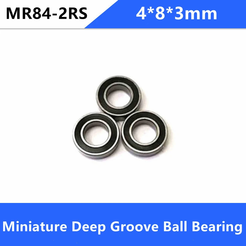 100pcs MR84RS MR84 2RS MR84 RS 2RS 4x8x3 mm Rubber sealed bearing ...