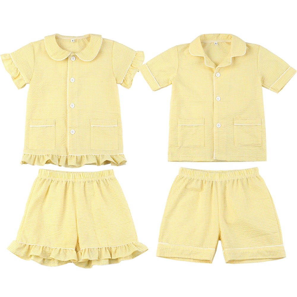 100-Cotton-Seersucker-Pajama-Two-Pieces-Short-Set-Monogram-Summer-Boys ...