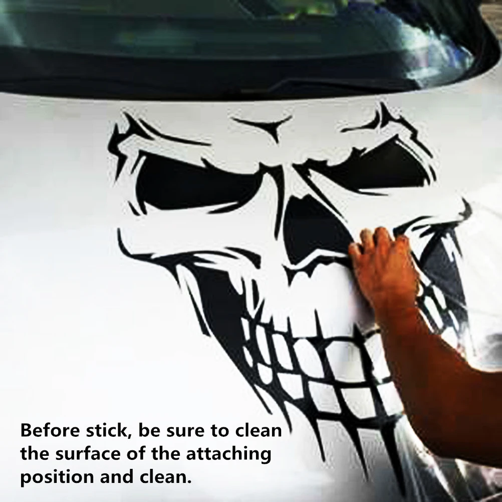 18 "Black Skull Decal ไวนิลขนาดใหญ่สติกเกอร์กราฟิกรถบรรทุกรถหน้าต่าง ...