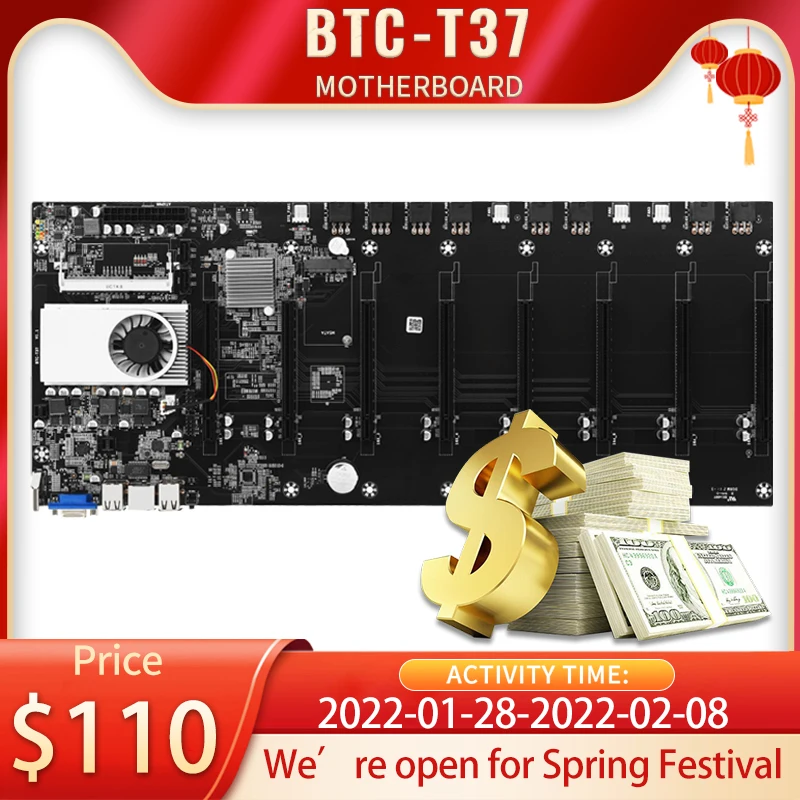 Placa base para minería de BTC T37, placa base de 8 GPU con CPU sin ...