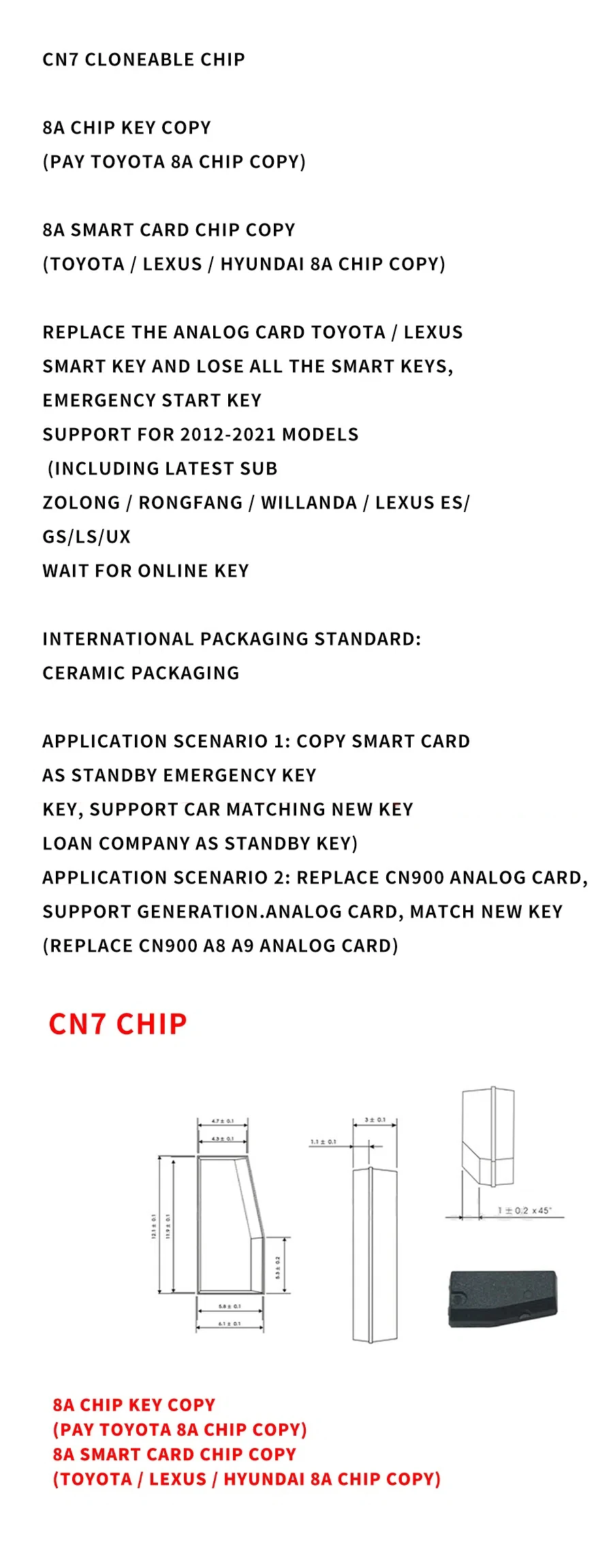 CN7 Copy 8A Chip Can Works with CN900 CN900mini TANGO for Toyota Lexus ...