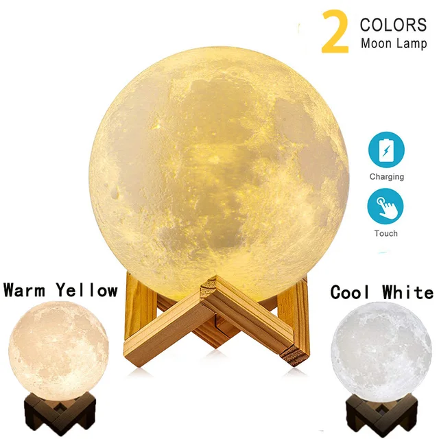 ZK30 Moon Lamp Kids Night Light Galaxy Lamp 16 Colors LED 3D Moon Light ...