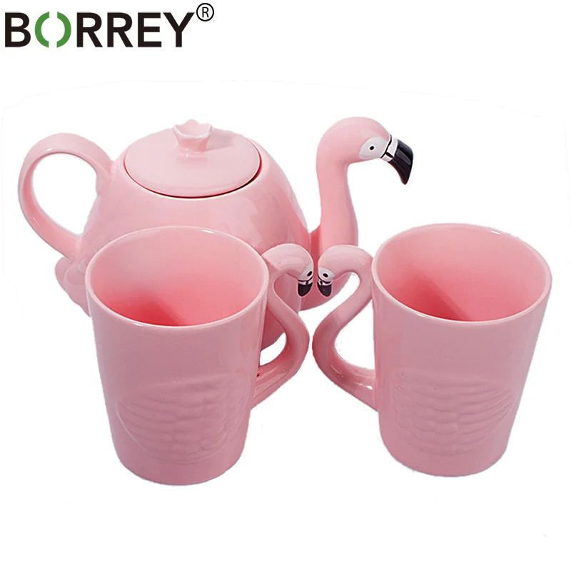 Ceramic Tea Sets Flamingo Coffee Pot Mug Puer Tea Kettle Decoration Po ...