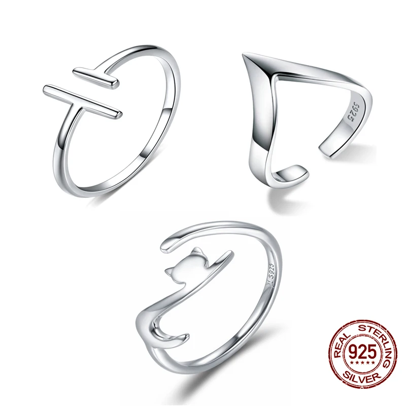 WOSTU-Genuine-100-925-Sterling-Silver-Wedding-Rings-Parallel-Lines ...