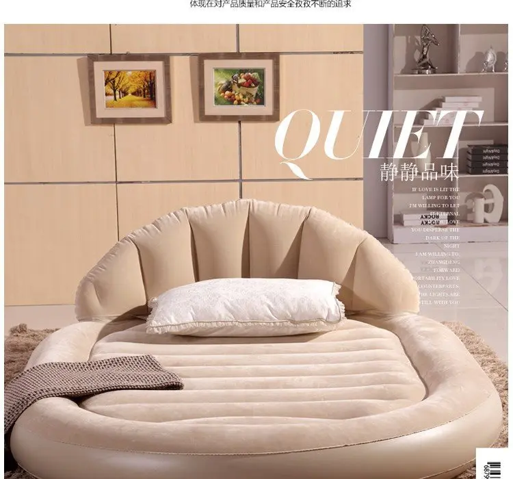 Oversized luxo redondo casa colchão de ar encosto único cama de ar ...