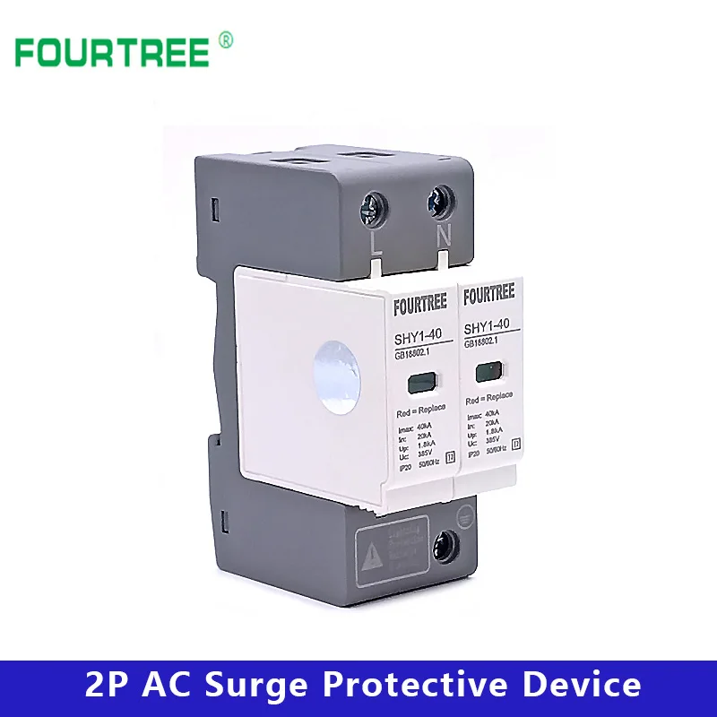 SPD AC 2P Surge Protection 20〜40KA 30KA〜60KA House Lightning Protector Low-Voltage Arrester ...