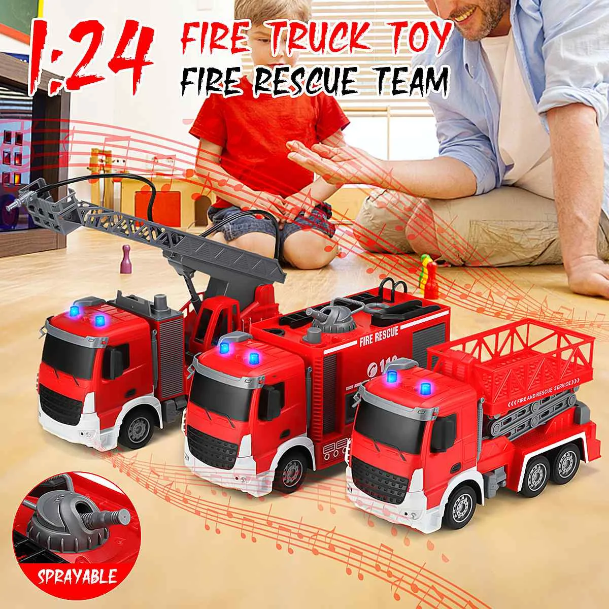 Spray Water Firetruck Toy Firetruck Juguetes Fireman Toy Simulation ...