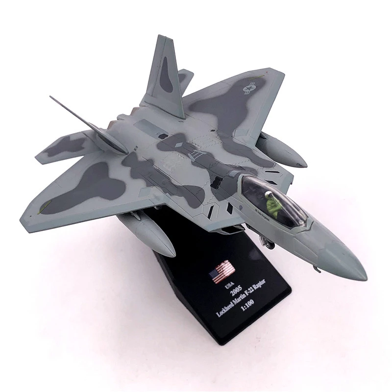 Aircraft Plane Model 1/100 Scale Alloy Fighter F-22 Us Air Force ...