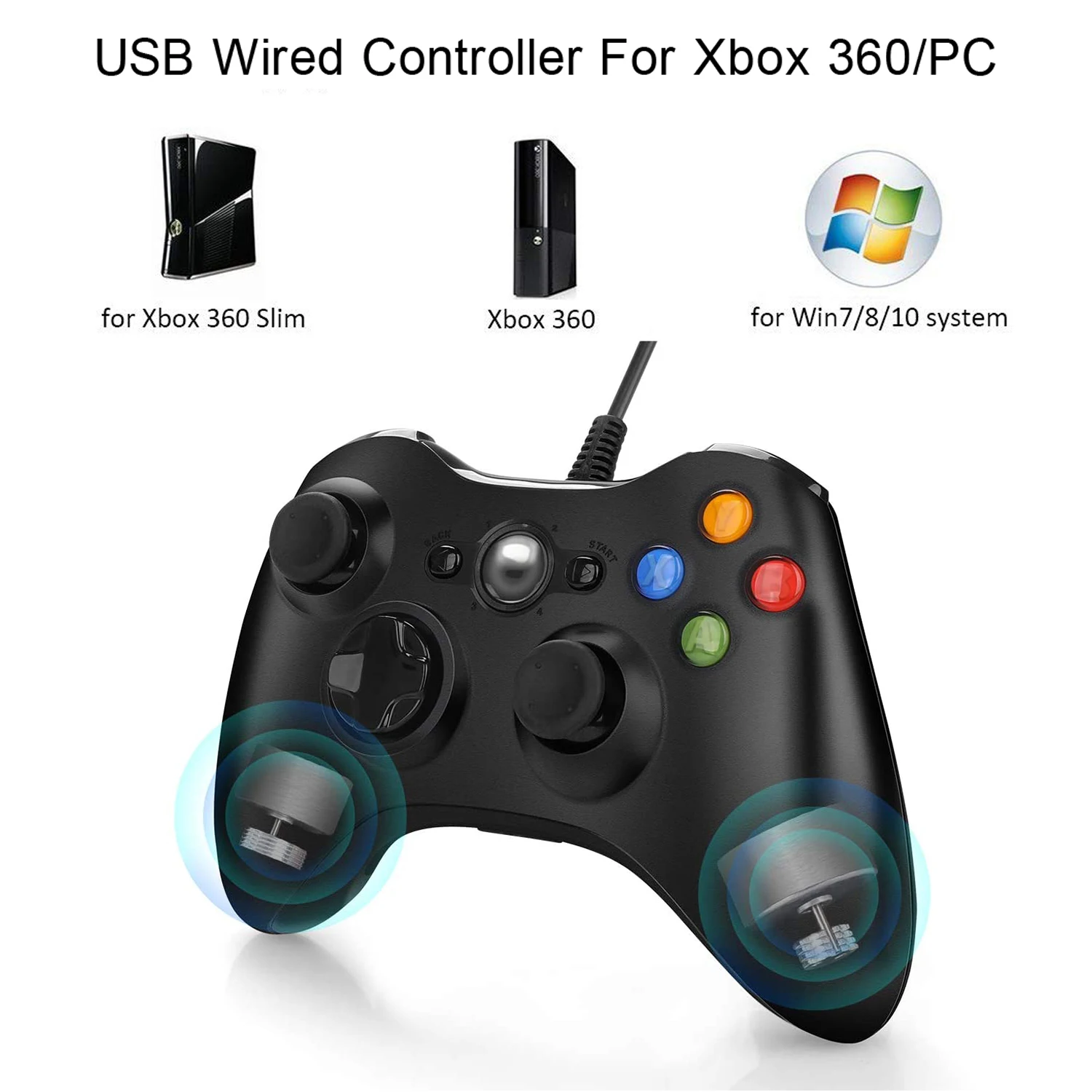 Xbox 360 Wired Game Controller Usb Wired Joystic Gamepad For Microsoft ...