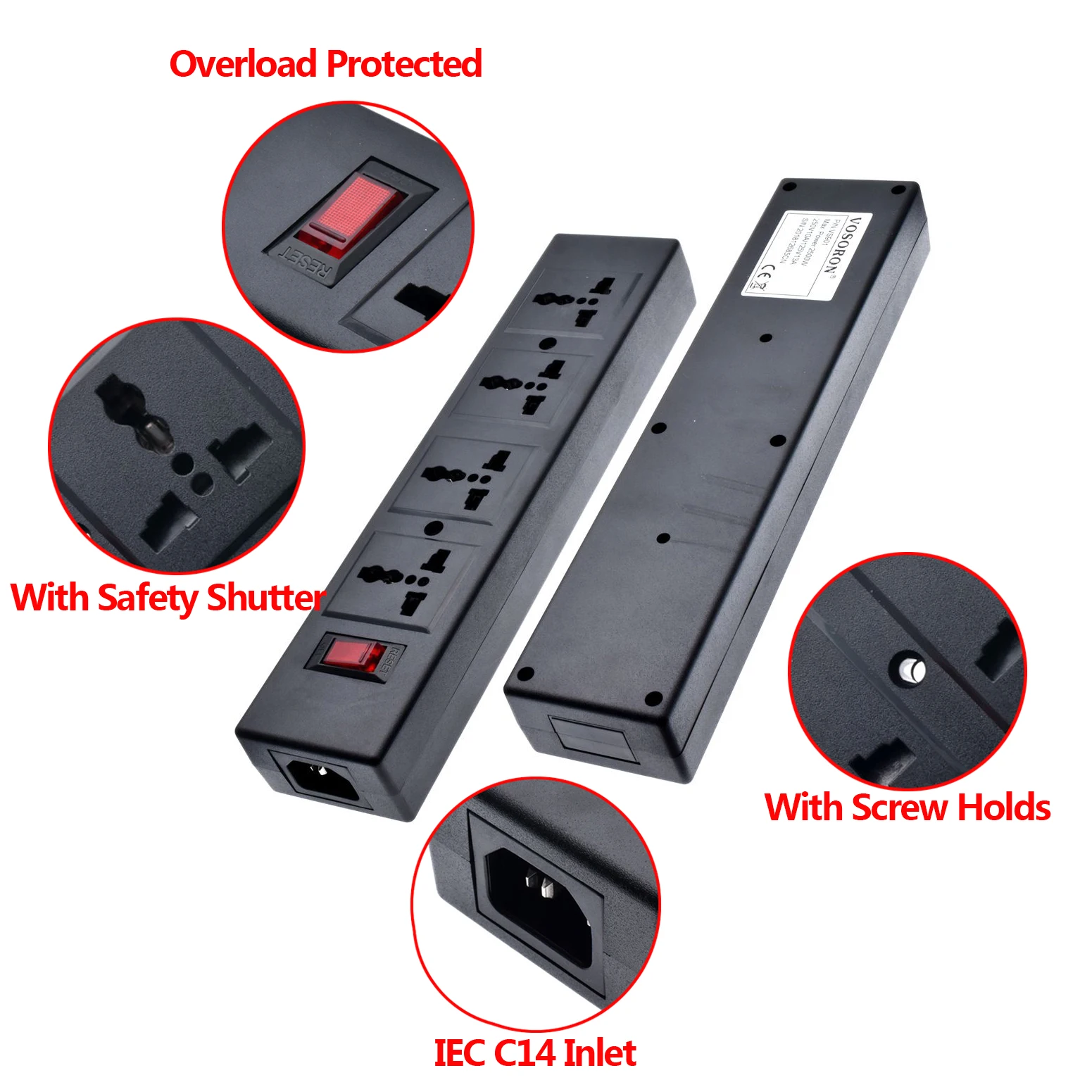 New Pdu Power Strip With Overload Protector, 4 Ways Universal Outlet ...