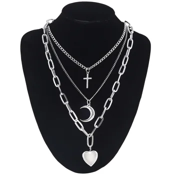 Layered Heart Chain Necklace Set For Girls 2020 Punk Aesthetic Cute ...