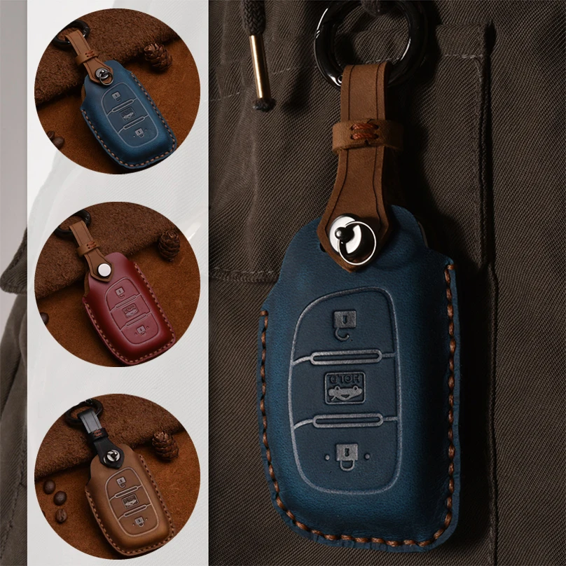 Genuine Leather Smart Car Key Case Cover Bag Hyundai Ix25 - AliExpress