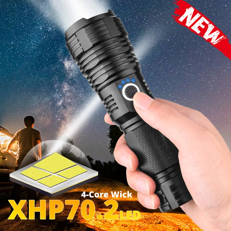 Portable XHP70.2 LED Flashlight Tactical Waterproof Torch 5 Lighting ...