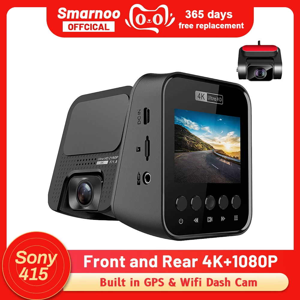 Dash Cam 4k Wifi Gps Front And Rear View Camera Car Dvr Automatic ...