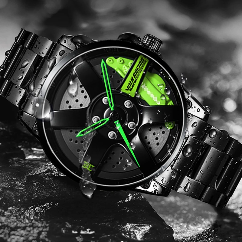 NIBOSI Men Watch Cool Wheel Hub TE37 Watch Custom Design Sport Car Rim ...