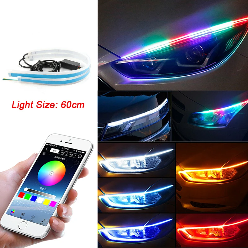 60cm Rgb Sequential Led Strip Drl Daytime Running Light With App ...