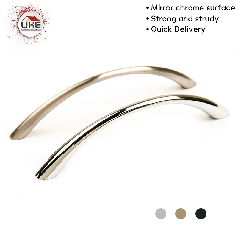 UKE Chrome Cabinet Drawer Handles Wardrobe Bridge Shape Door Handles ...