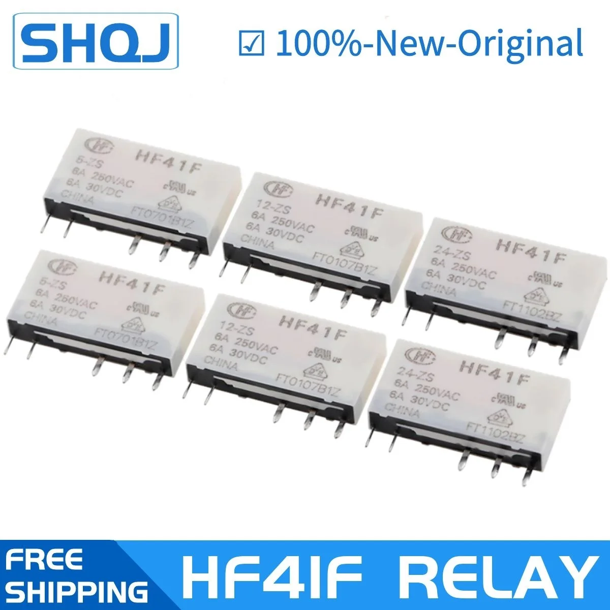 Hf Relay Hf41f-24-zs Hf41f-12-zs Hf41f-5-zs (555) 6a 1co Hf41f 5v 12v ...