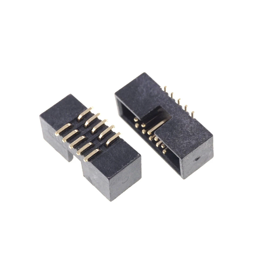 10 Pcs Smt Box Pcb Male Shrouded Header 1.27 2x5 10 Position Dual Row Straight Male Surface ...