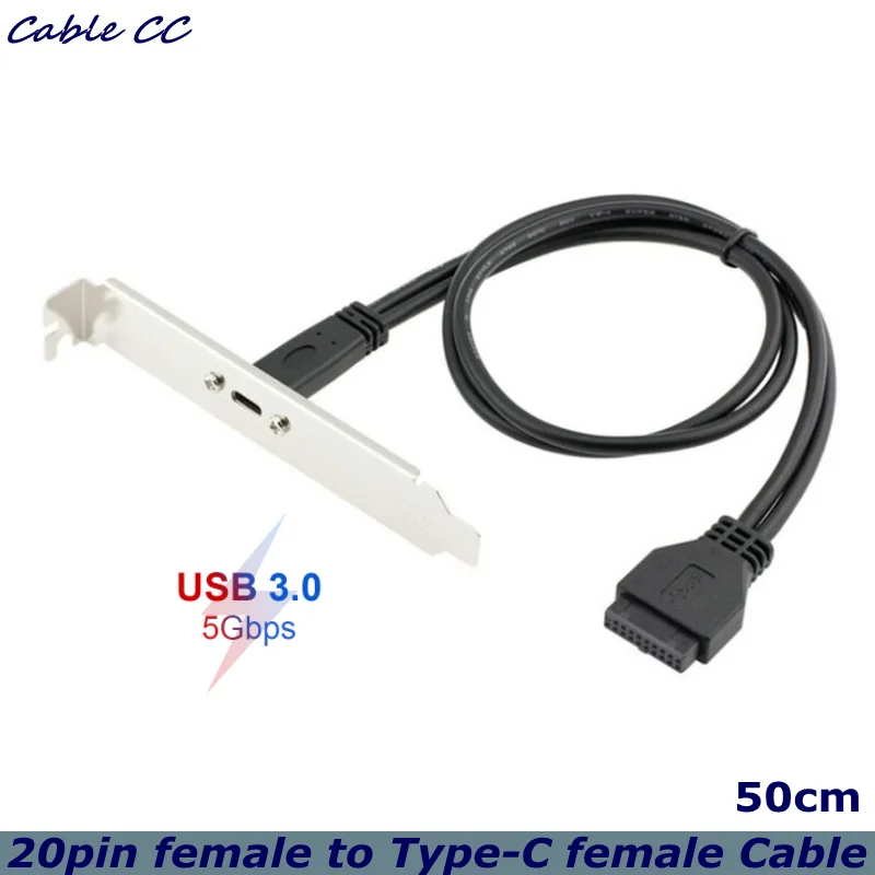 0.5m USB 3.1 Type-C Female to USB 3.0 Motherboard 20Pin Panel Mount ...