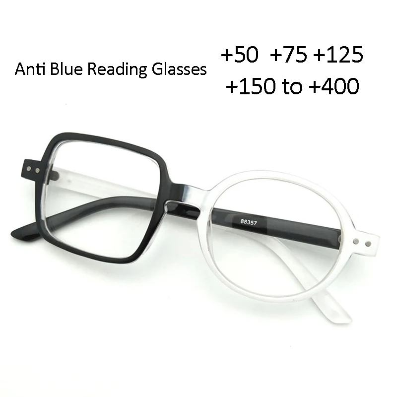 Left-Square-Right-Round-Transparent-Glasses-Clear-Reading-Glass-Anti ...