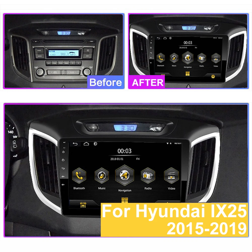 Car Radios - Android 2 din GPS Navigation Car Radio For Hyundai Creta ix25 2015-19 Multimedia ...