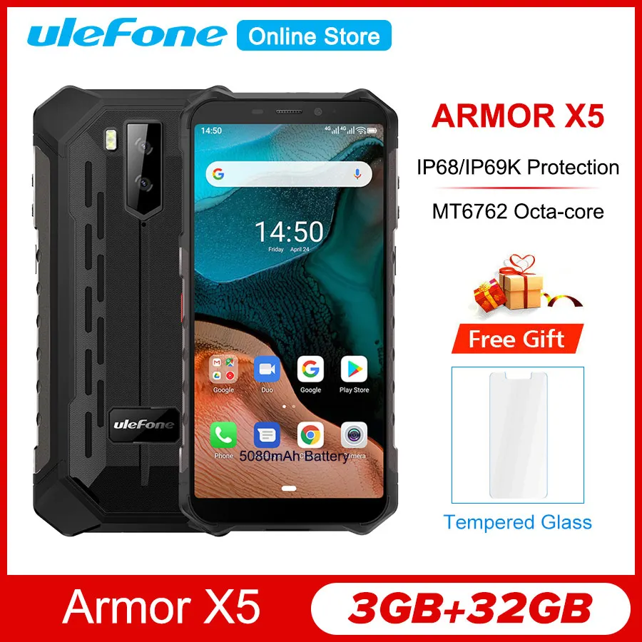 Ulefone Armor X5 5.5HD+ Android 10 Rugged Waterproof Smartphone IP68 ...