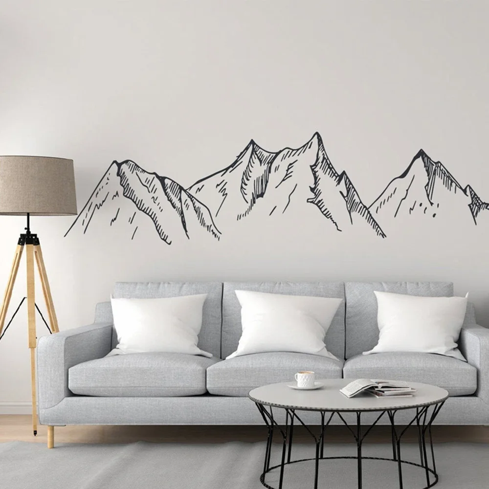 Mountain Silhouette Wall Decal Mountains Vinyl Wall Window Sticker ...