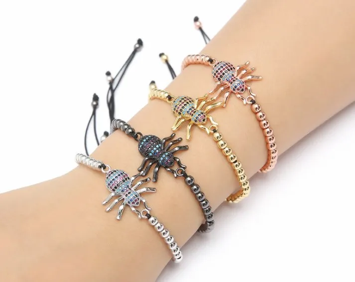 gold silver micro pave cz Cubic Zirconia rope adjusted Copper Beads ...