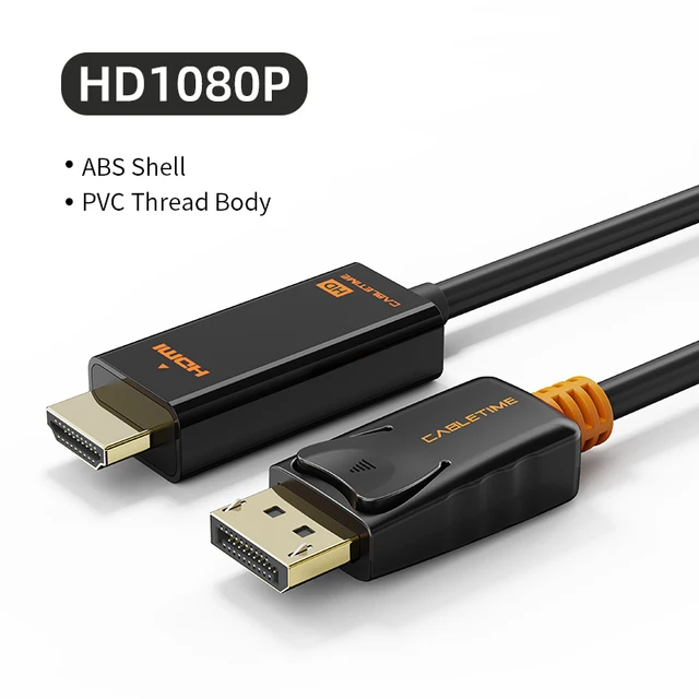 CABLETIME DisplayPort To HDMI Cable 4K 60hz 1080P DP To HDMI M/M ...