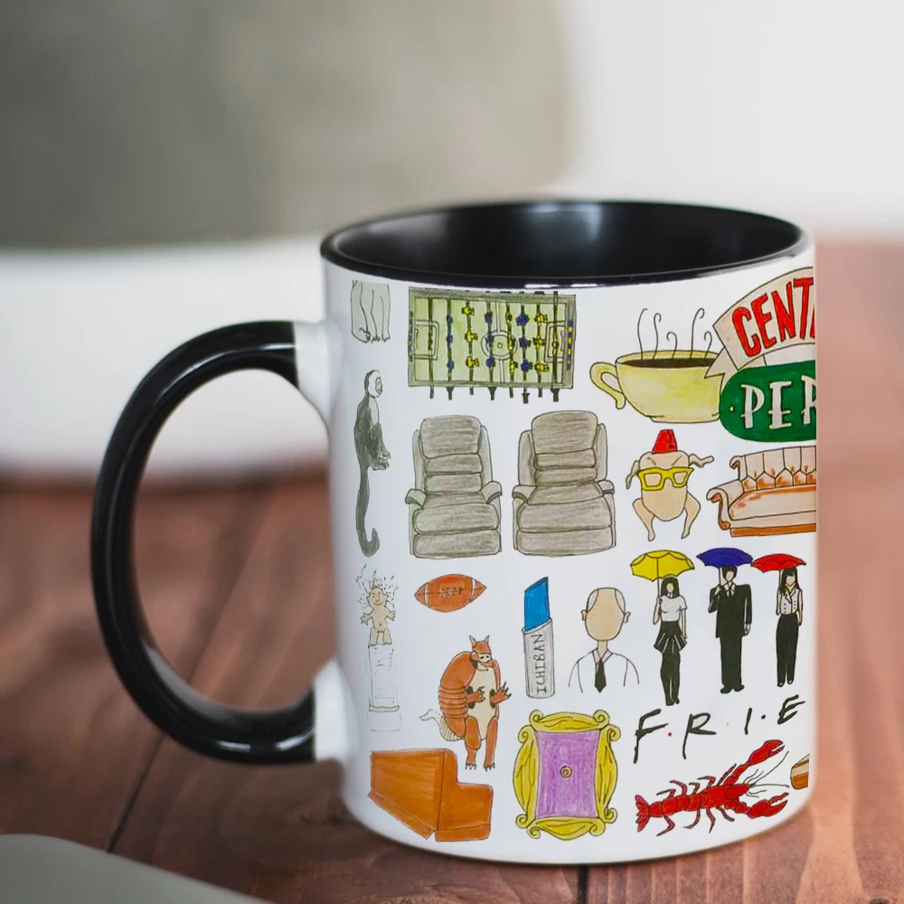 2022 New FRIENDS TV Show Coffee Mugs 11oz Black Pink Ceramic Tea Mug ...