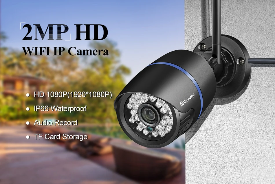 Techage 1080P Wireless Wifi IP Camera TF Card Audio Record 2MP IR Cut ...