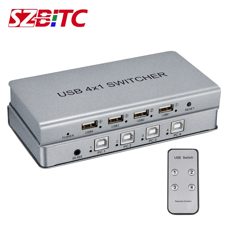 SZBITC USB Switcher 4x1 USB Switch 4 In 1 Out adapter box selector for ...