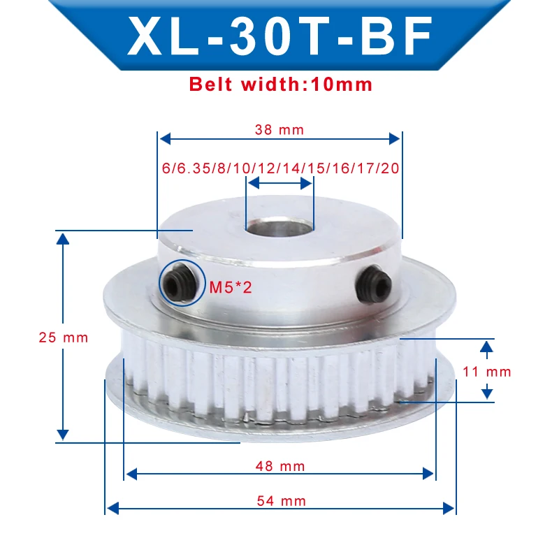 XL 30 T Timing Pulley Bore 6/6.35/8/10/20 mm Teeth Pitch 5.08 mm ...