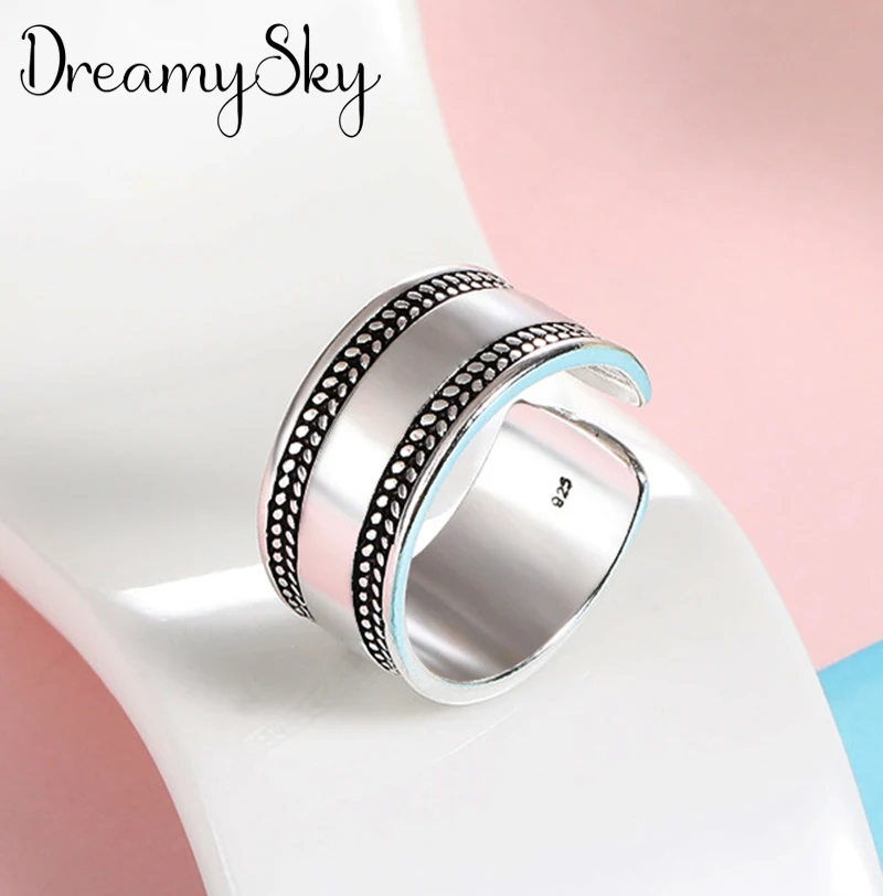 Vintage Opening Smooth Chains Ring for Women Men Female Geometric Rings ...