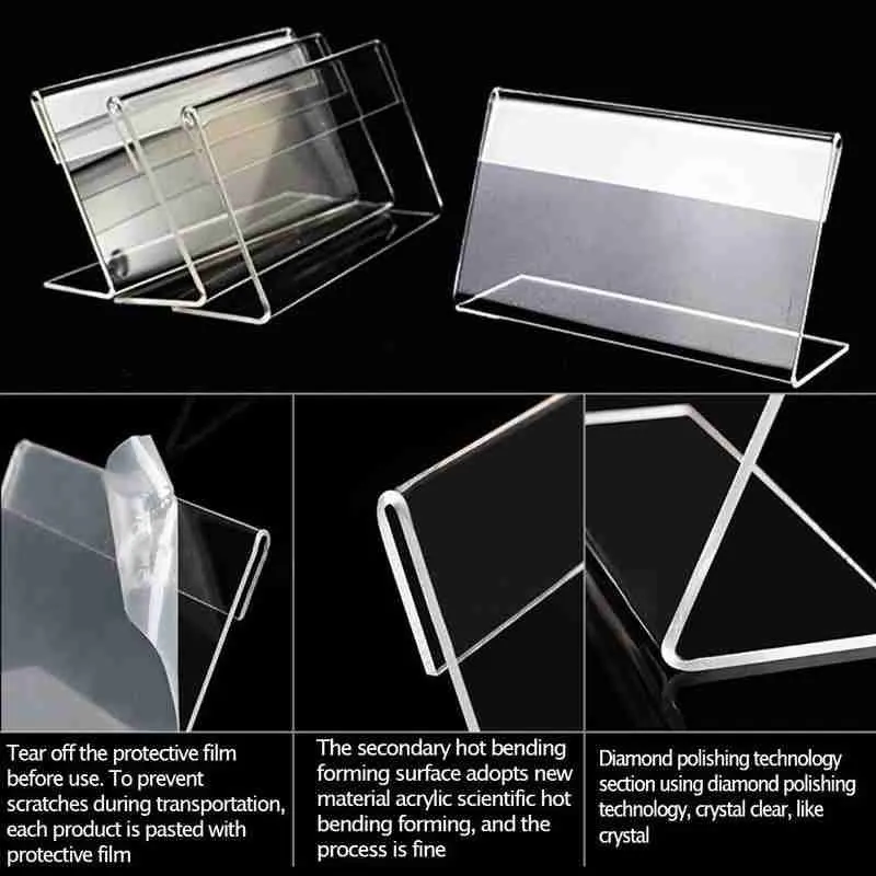 10pcs Acrylic Display Stand Desk Sign Label Frame Display Business Card ...