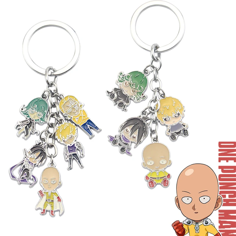 Anime One Punch Man cartoon keychain pendant Saitama tatsumaki Genos ...