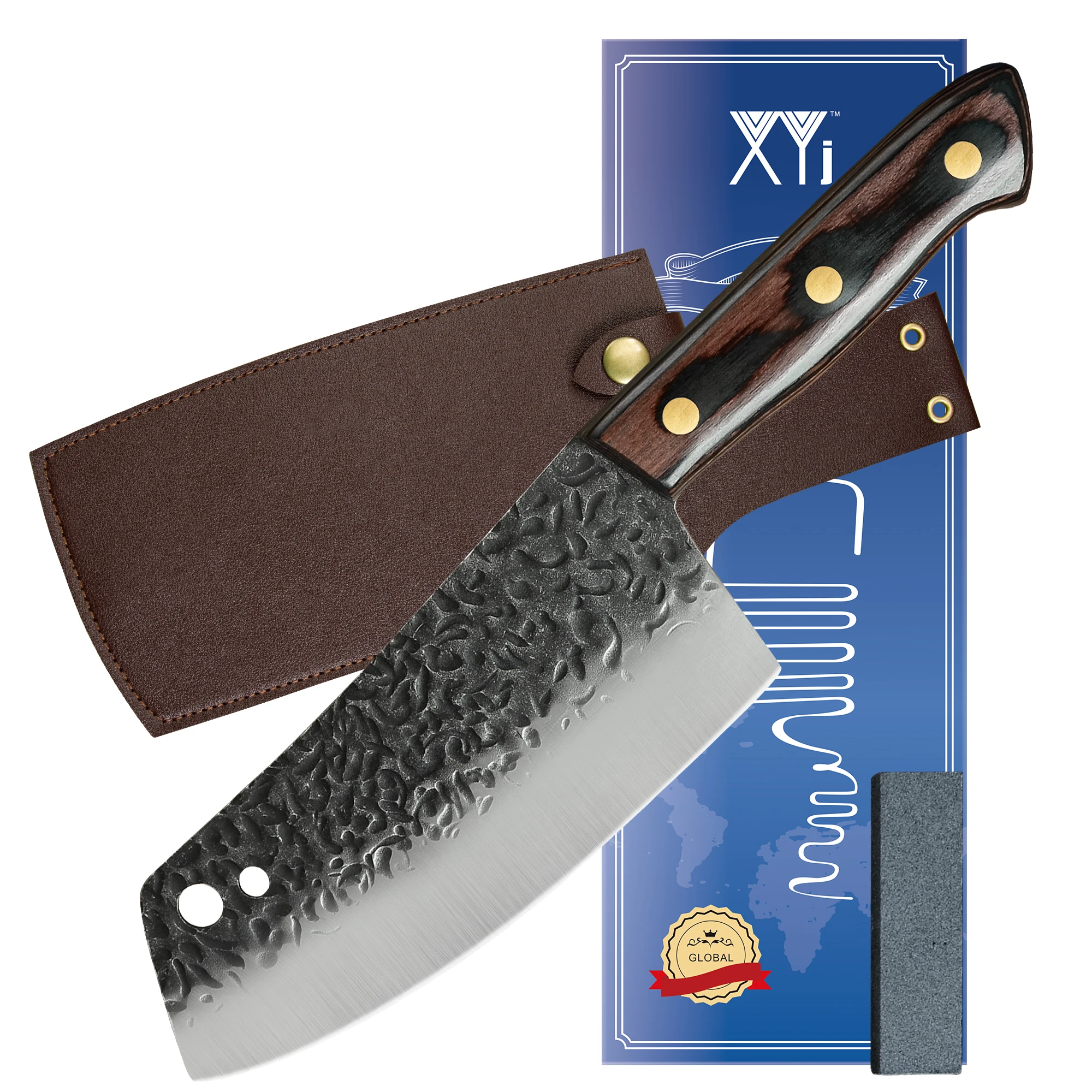 XYJ-7-Inch-Full-Tang-Vegetable-Meat-Cleaver-Knife-With-Sheath-Hammer ...
