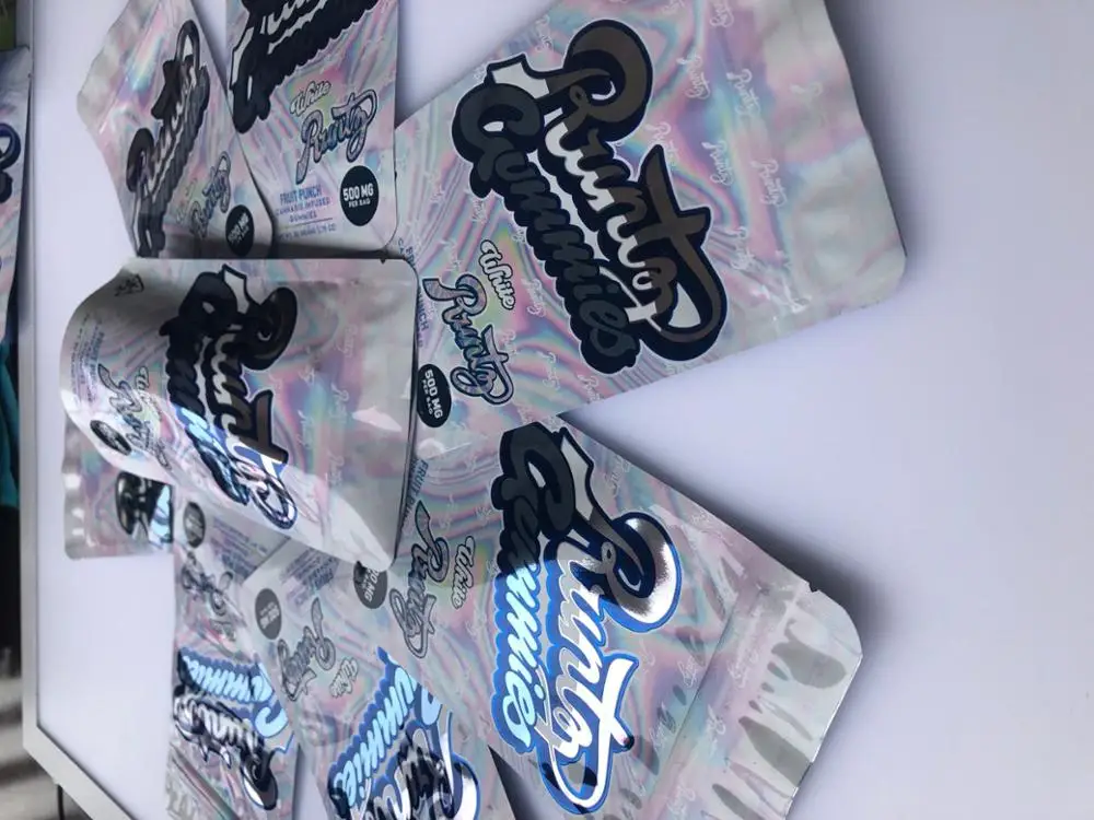 Runtz bolsa blanca de gomitas, bolsas de Mylar de 500mg, bolsa vacía ...