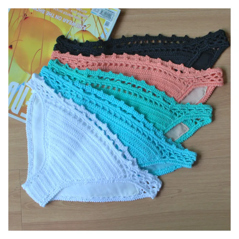 Handmade Swimwear Bikini Botton Crochet Swimsuit Briefs Cotton Beach ...